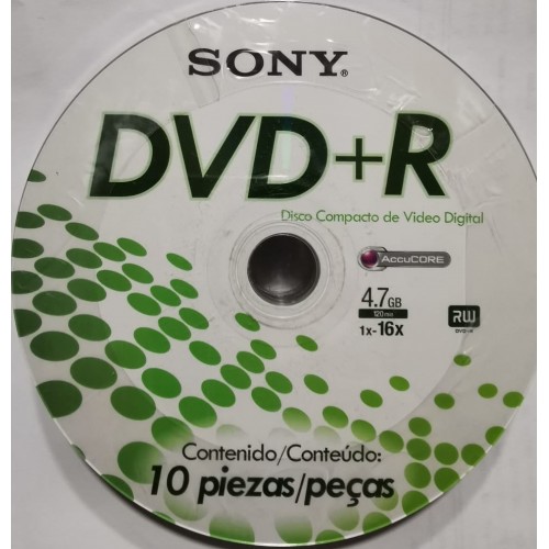 SONY DVD+R 4.7GB BULK 10 UNIDADES 10DPR47